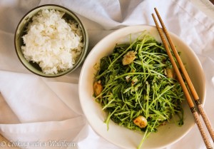 Garlic Pea Sprouts Stir Fry - Cooking with a Wallflower