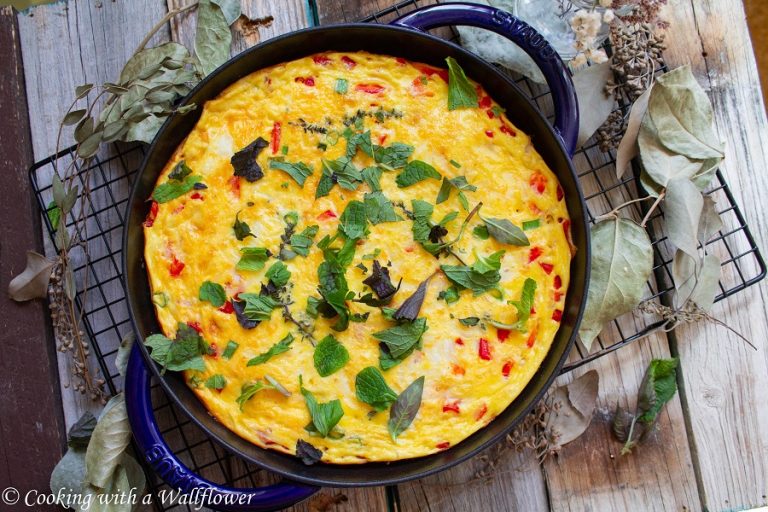 Red Bell Pepper Frittata with Fresh Herbs - Cooking with a Wallflower