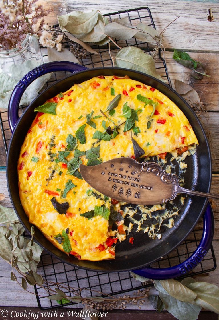 Red Bell Pepper Frittata with Fresh Herbs - Cooking with a Wallflower