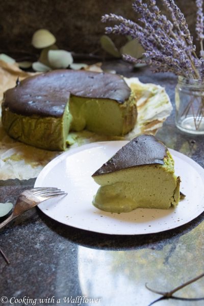 Matcha Basque Burnt Cheesecake - Cooking with a Wallflower