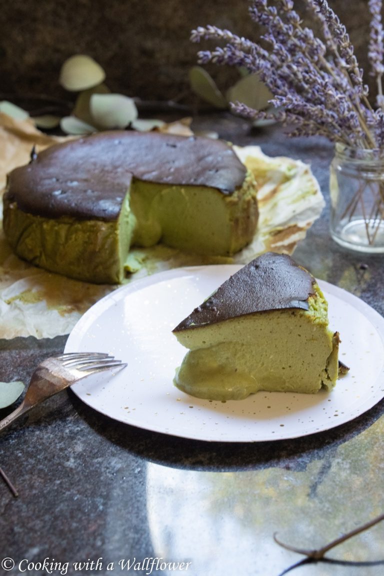 Matcha Basque Burnt Cheesecake - Cooking with a Wallflower