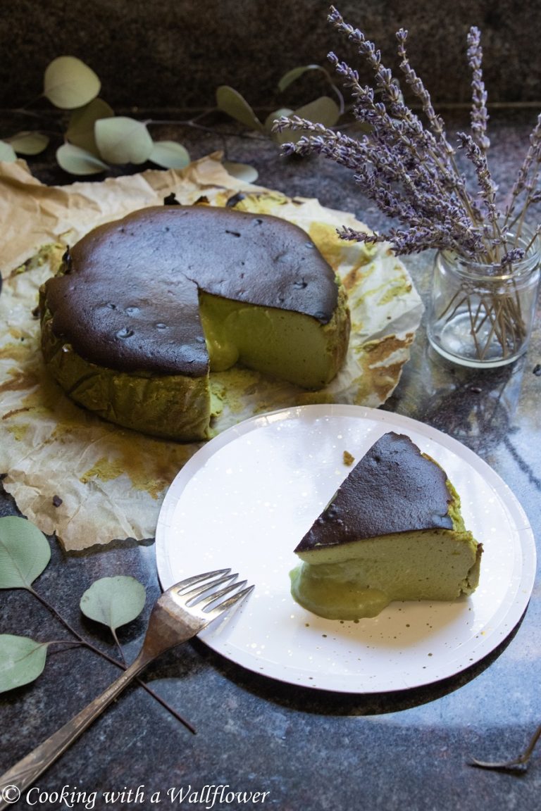 Matcha Basque Burnt Cheesecake - Cooking with a Wallflower
