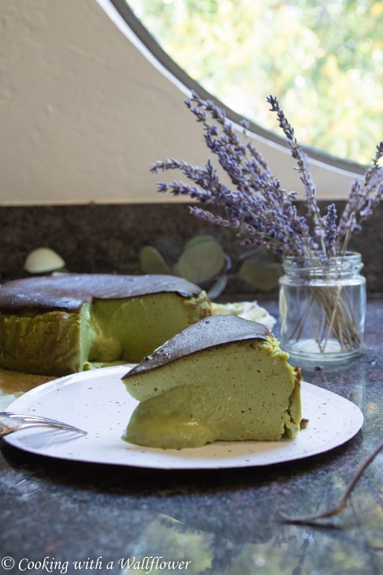 Matcha Basque Burnt Cheesecake - Cooking with a Wallflower